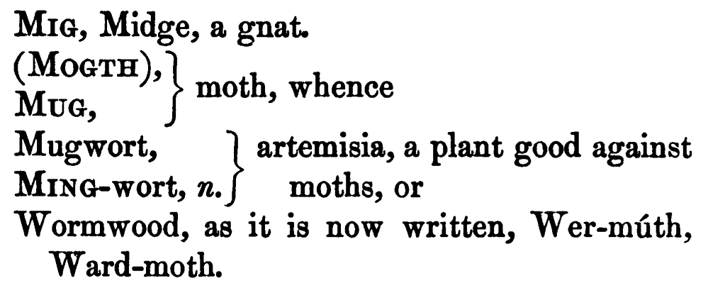 Wormwood/vermouth – 'ward-moth'? - General - etymonline forum